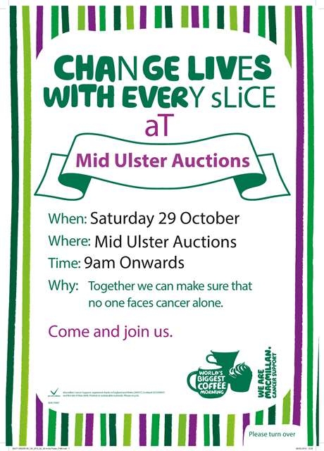 Macmillan Coffee Morning 29 October - Mid Ulster Auctions